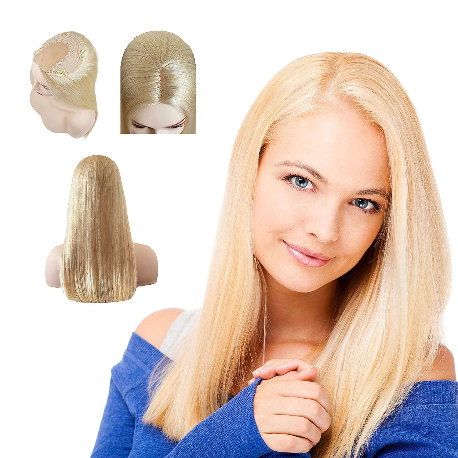 6x6.5 Blonde Hair Topper Best Virgin Hair Silk Base Top